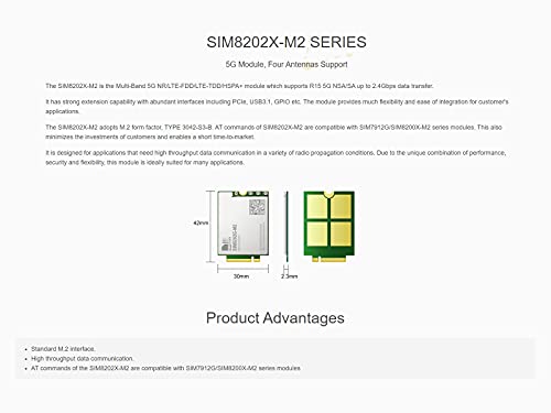 Waveshare SIM8202X-M2 SIMCom Original 5G Module M.2 Form Factor High Throughput Data Communication
