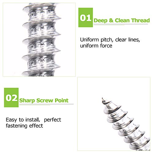 Stainless Steel Eye Screws, Heavy Duty Screw Eyes, Eye Hooks Screw in Heavy Duty, 3.5 Inches Eye Bolts, 10 Pack Eye Hooks Screw
