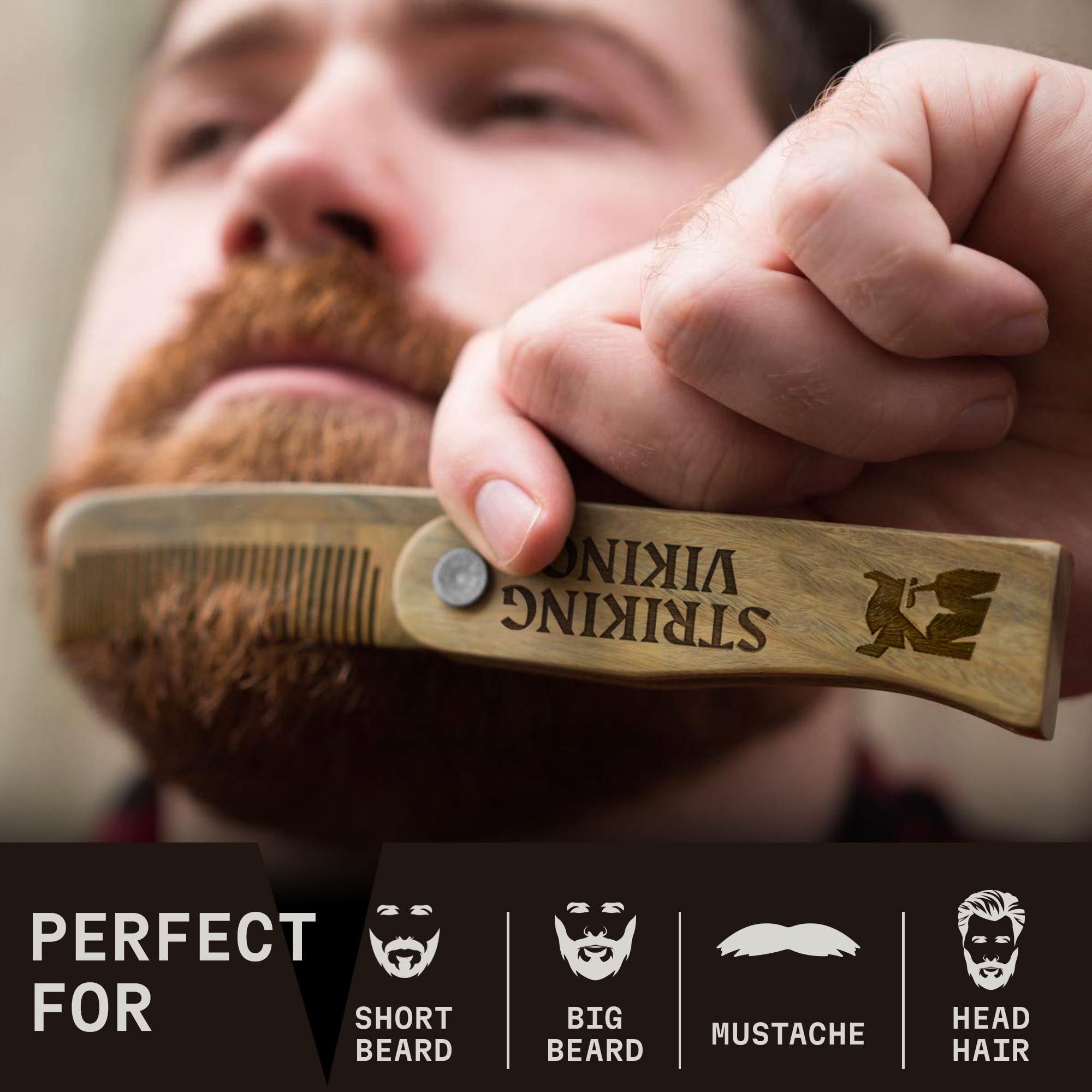 Striking Viking Pack of 2 Beard Balm (Vanilla) & Beard Folding Comb for Men