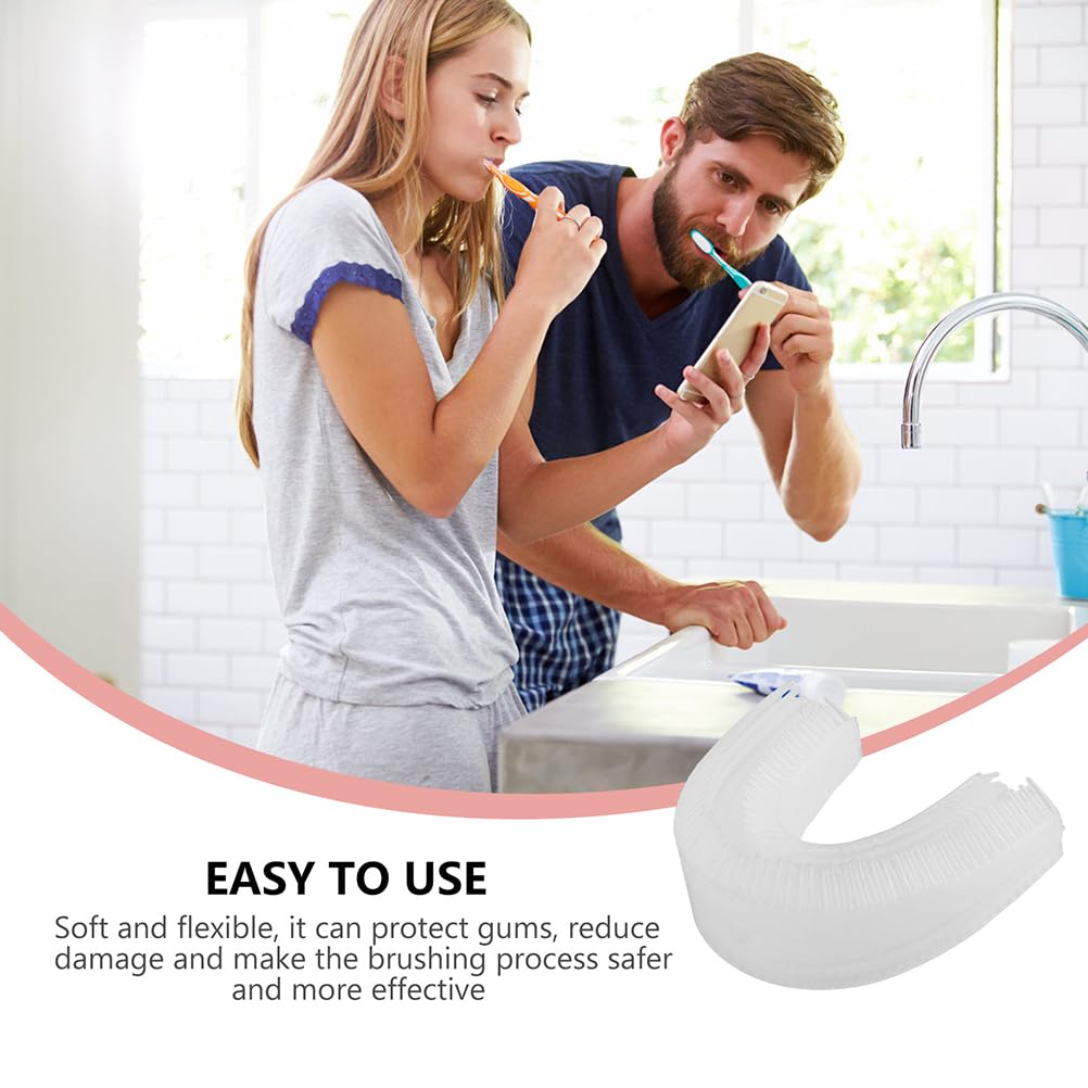 HEALLILY 2pcs U Shaped Toothbrush Head Silicone Automatic Electric Toothbrush Heads Replacement Refill for Electric Toothbrush Accessories