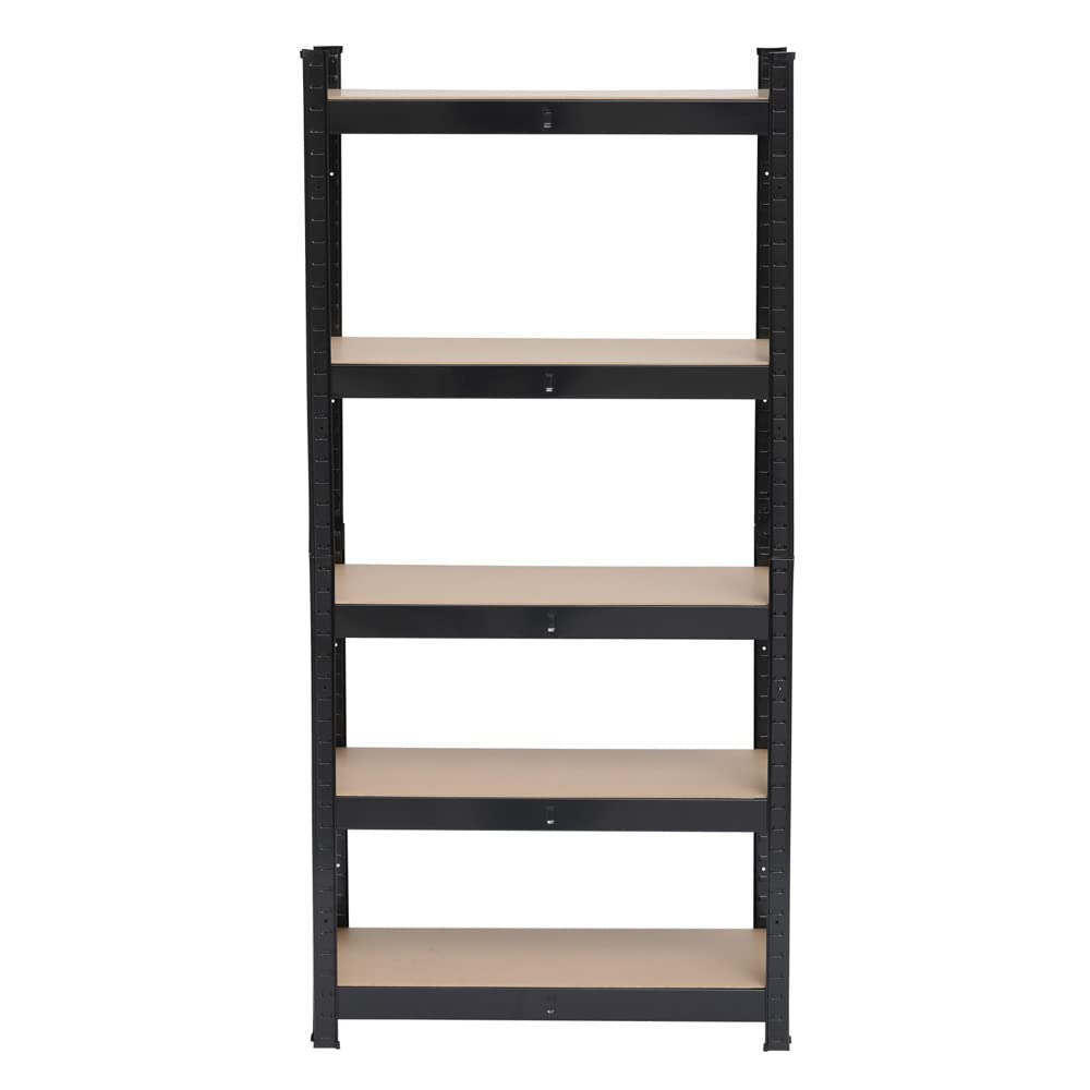 150 x 75 x 30cm 5 Tiers Powder Coated Storage Rack Black