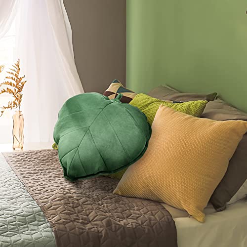 3 Pieces Leaf Pillow Leaf Shaped Throw Pillow Cushion 3D Leaves Soft Shaped Throw Pillow 20 x 20 Inches Decorative Sofa Cushion Green Plant Home Decoration for Car Bedroom Sofa Living Room, Green