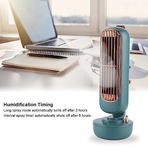Aqur2020 Fan Mini Desktop Fans USB USB Power Supply Fans Portable Mini Vintage Tower Shape Humidification Table Fan (Green)