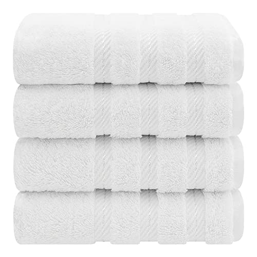American Soft Linen Luxury Hand Towels, Hand Towel Set of 4, 100% Turkish Cotton Hand Towels for Bathroom, Hand Face Towels for Kitchen, White Hand Towel
