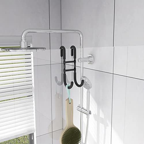3 Pack Over Shower Door Hooks,Black Towel Hooks for Bathroom Frameless Glass Shower Door and Kitchen,for Bathing Suits,Robe,Towel,Squeegee,Loofah