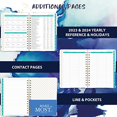 2023-2024 Planner - Academic Planner 2023-2024, July 2023 to June 2024, Weekly and Monthly Planner 2023-2024, 8.4" x 6.3", Hardcover with Back Pocket + Thick Paper + Twin-Wire Binding - Waterink