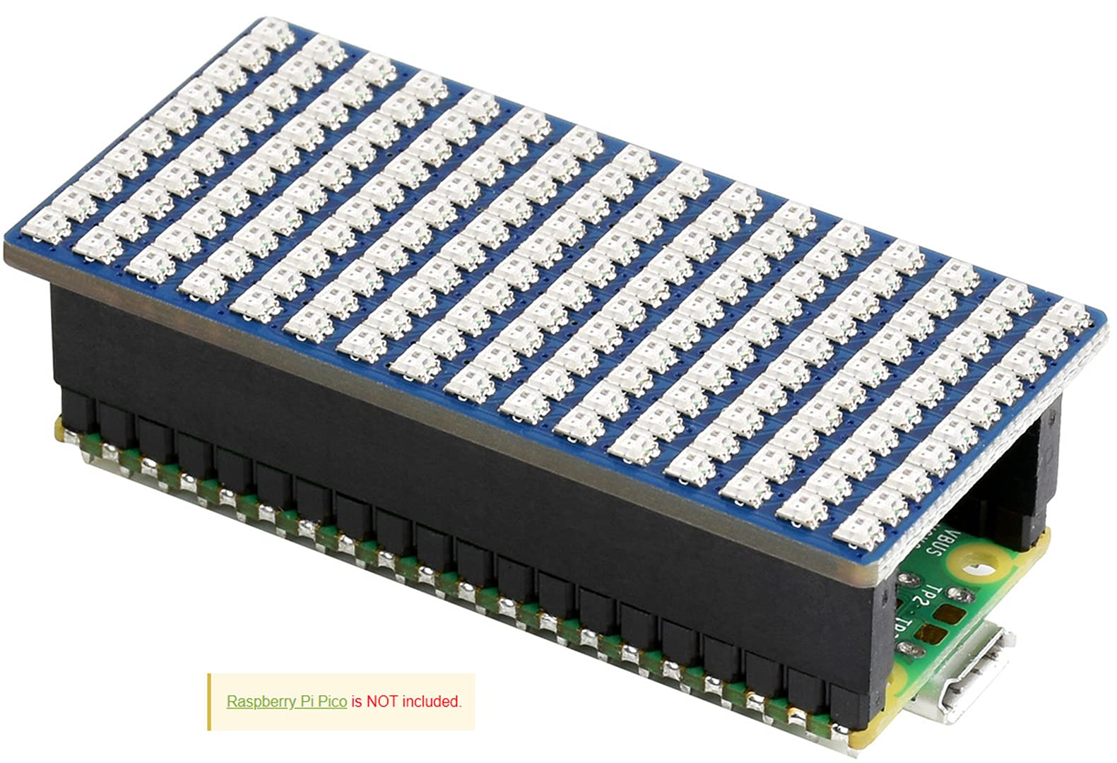 RGB Full-Color LED Matrix Module for Raspberry Pi Pico, 16×10 Grid,with Embedded Controller IC and LED Chip,Programmed and Controlled by Pico,High Standard and Colorful Dot Matrix Visual Effects
