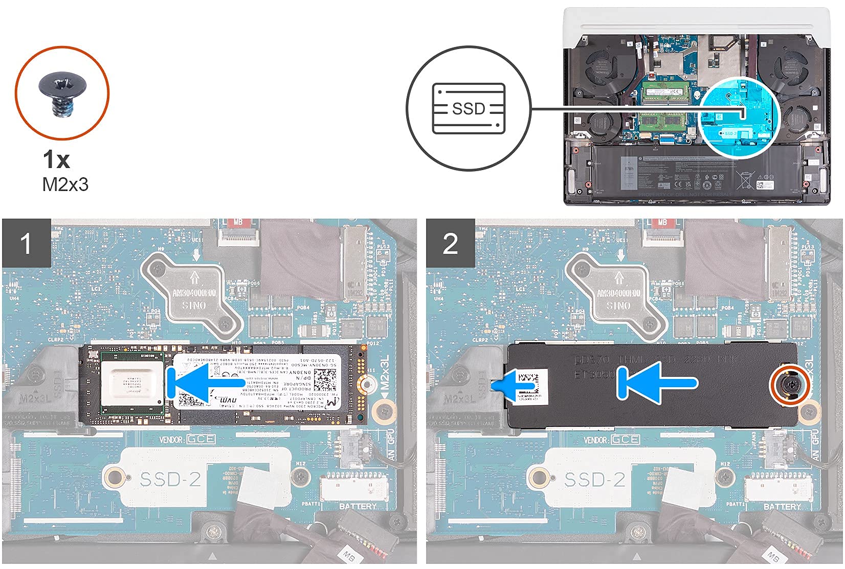 M.2 2280 SSD Heatsink Cover Thermal Shield for Dell Alienware x17 R1 & x17 R2 Game Laptop, Alienware x17 SSD Heatsink P/N: 0C99KM C99KM
