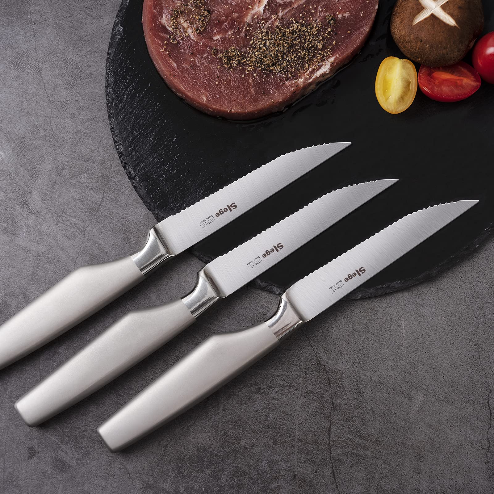 Knife Set,15 Pcs Kitchen Knife Set,Stainless Steel Knives with Wooden Block,Professional Chef Knifes Set for Kitchen,Multipurpose sharp knife,gray