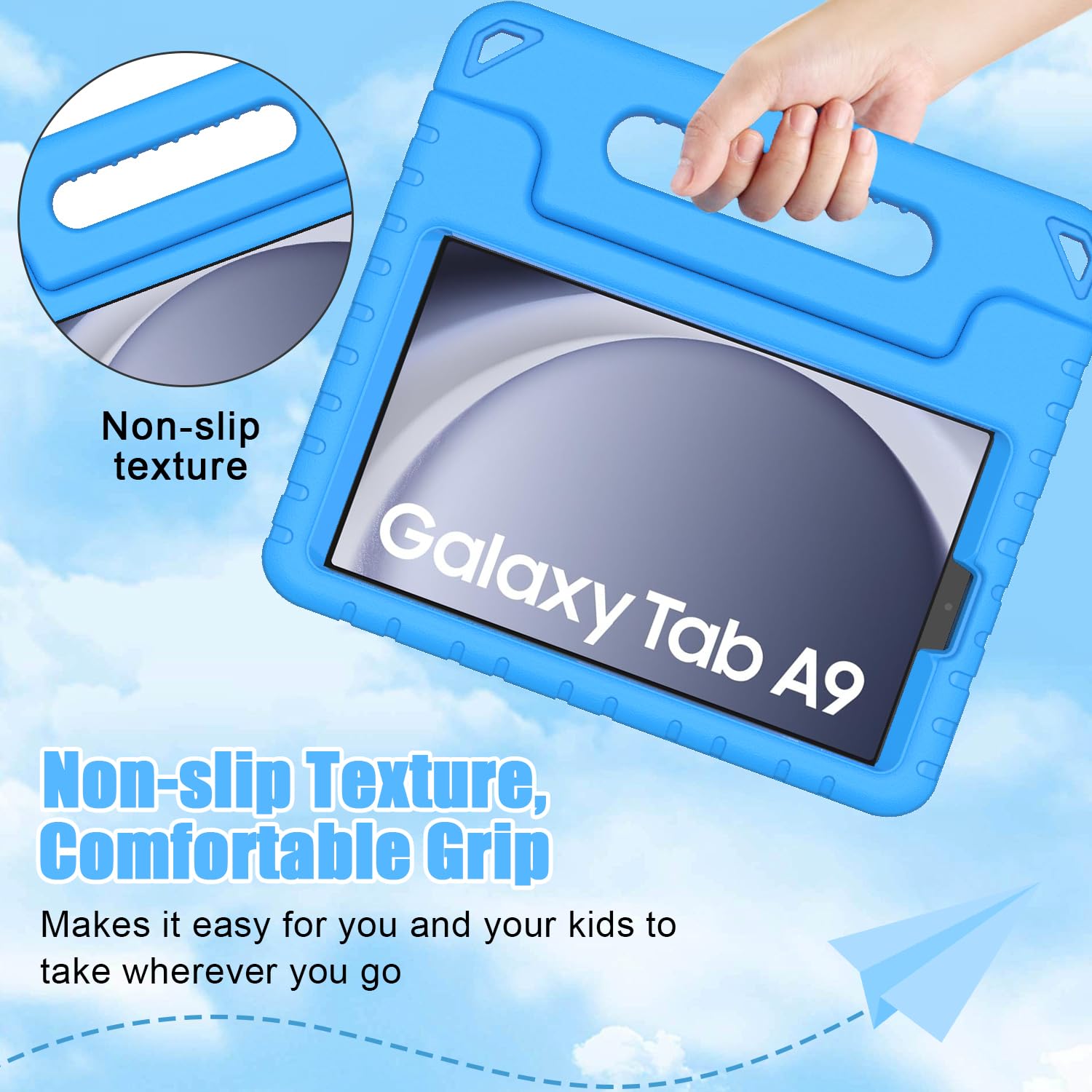 BMOUO Kids Case for Samsung Galaxy Tab A9 8.7 Inch 2023 (SM-X110/X115/X117) & Galaxy Tab A7 Lite 2021 - with Screen Protector, Shockproof Lightweight Samsung Galaxy Tab A9 Case/A7 Lite Case, Blue