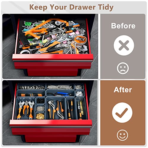 A-LUGEI【𝟯𝟮𝗣𝗰𝘀】 Tool Box Organizer Tray Divider Set, Desk Drawer Organizer, Garage Organization and Storage Toolbox Accessories for Rolling Tool Chest Cart Cabinet Work Bench Small Parts Hardware