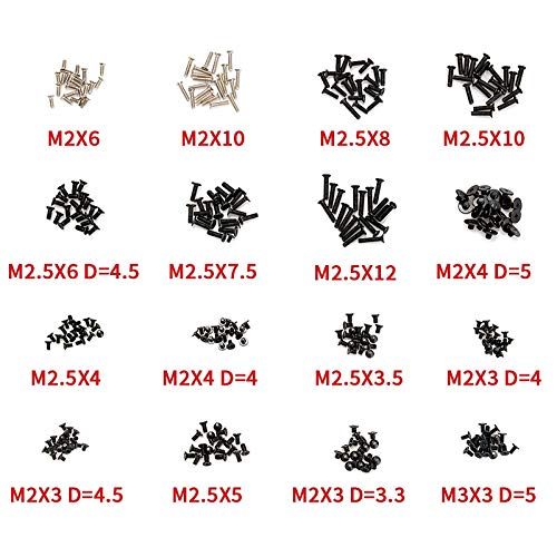 ZHIMING 320Pcs Laptop Computer Notebook Screws Kit Assemble Fastening Flat Head Black Repair Tool Use for IBM Dell Lenovo Samsung