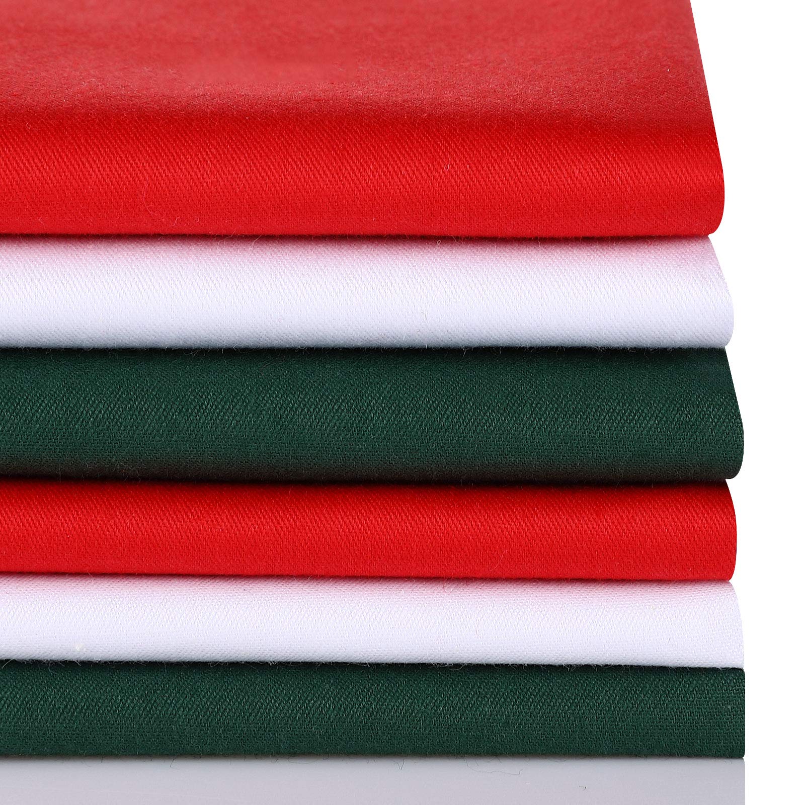 12 Pieces Solid Fat Quarters Quilting Fabric Bundles 20 x 16 Inch/ 50 x 40 cm Fabric Craft Quilting Patchwork for DIY Scrapbooking Art Craft Supplies (Christmas Red, Green, White)