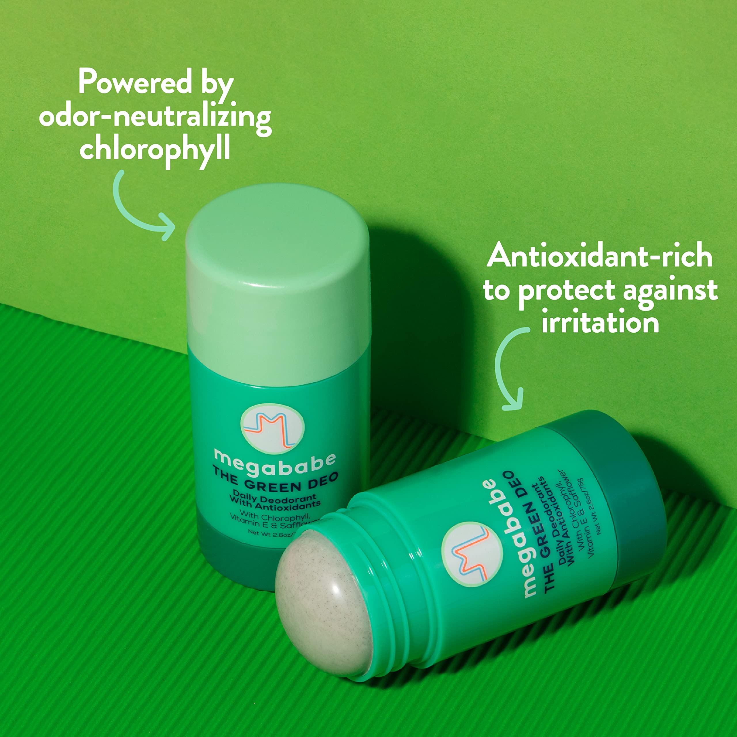 Megababe Daily Deodorant - The Green Deo with Anti-Antioxidants | Aluminum-Free, Solid, All Natural | Geranium & Lemon | Free from Parabens, Sulfates & Phthalates | 2.6 oz