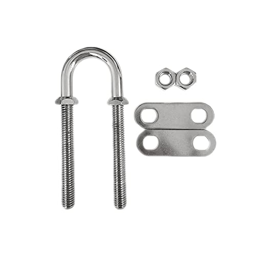 Boat U Bolt Stern Bow Eye Tie Down, Marine Stainless Steel with Hex Nuts and Washers, 4-1/2 in Overall Length, 3/8 in Stock, 3 in Thread Length (2 Pcs)
