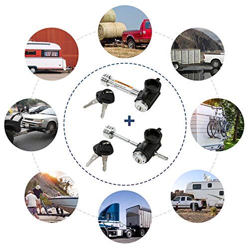 METOWARE Trailer Hitch Lock& Coupler Lock Kit, Swivel Head Hitch Receiver Pin Lock, 5/8" Dia Pin Lock and 1/4β Dia 1" to 3" Adjustable Span Trailer Lock