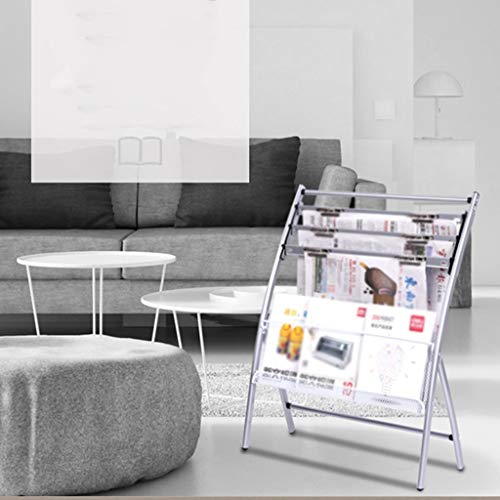 Book Shelf Magazine Rack Newspaper Holder Storage Rack Files Rack Metal Stratification Freestanding Display Rack Materials Robust 63.5X27X82CM MUMUJIN