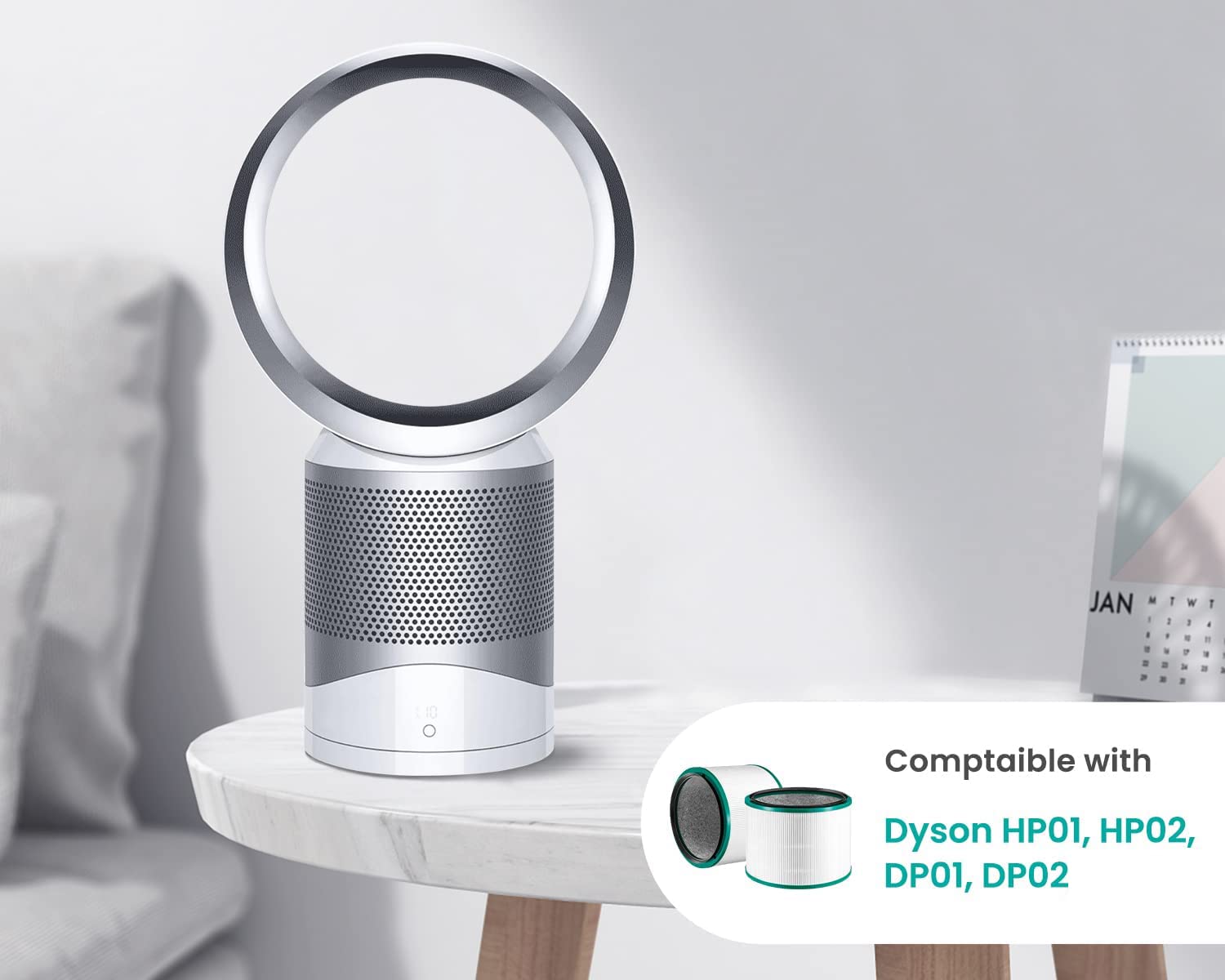 2-Pack MESTICA HP01/HP02 Air Purifier Replacement Filter, 3-in-1 H13 Ture HEPA Air Replacement Filter for Dyson Pure Hot + Cool Link Air Purifier HP01, HP02, DP01,DP02