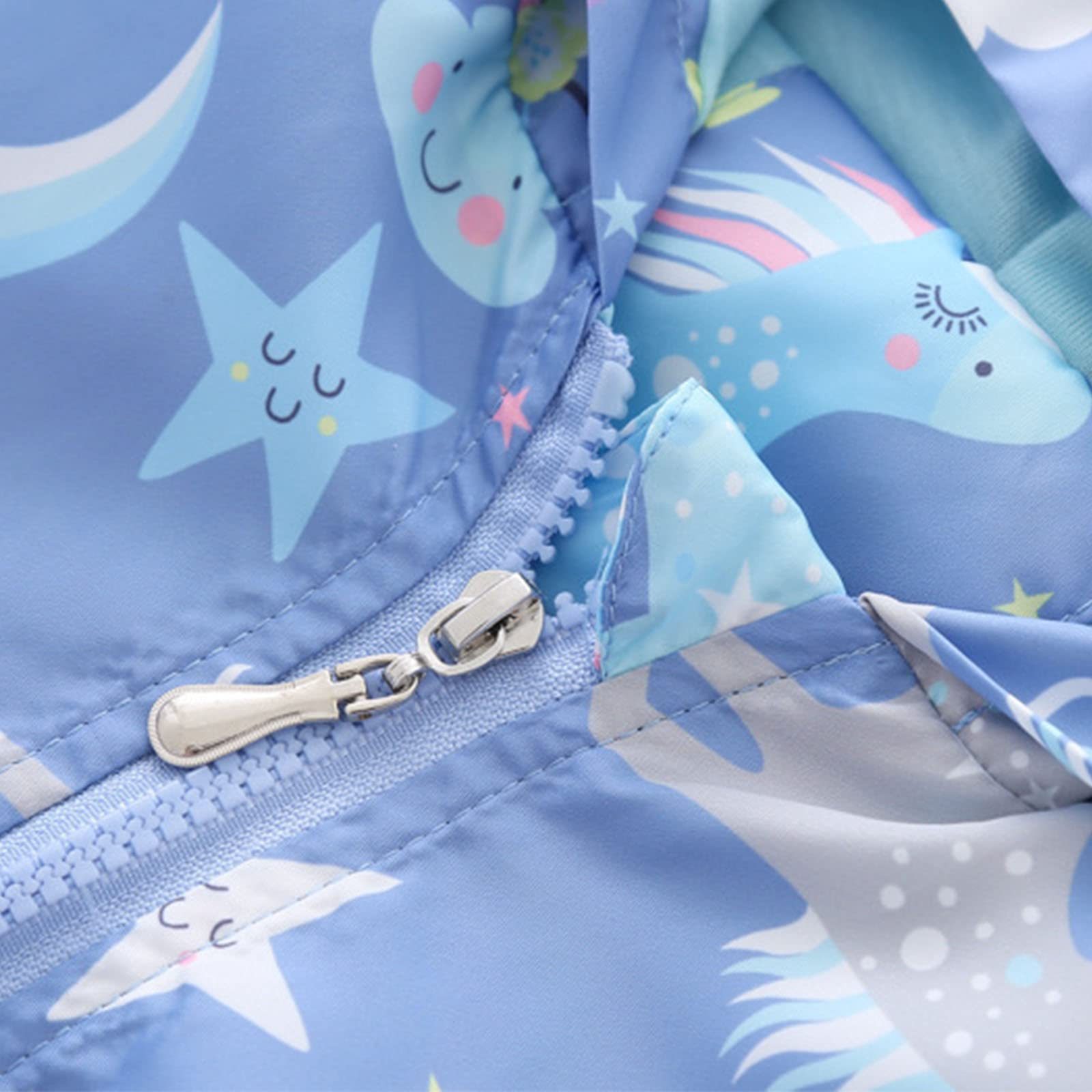 FEDPOP Toddler Fall Jackets Girls Spring Unicorn Windbreaker Outerwear Lightweight Coat Long Sleeve Casual Hoodie 2-8 Years