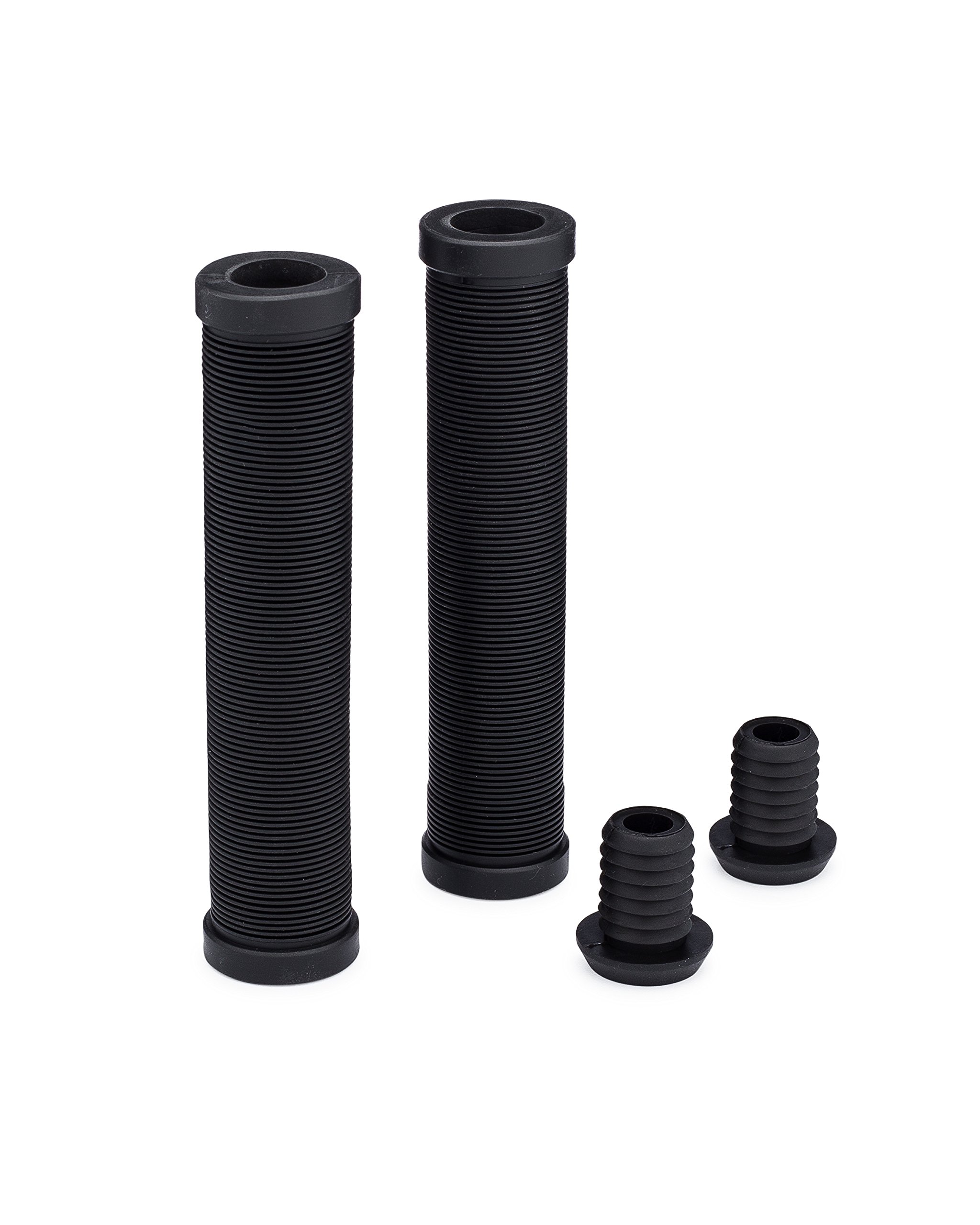 25NINE Ronin Grip Without Flange - Flangeless BMX Bike and Scooter Handlebar Grips with End Plugs - Black