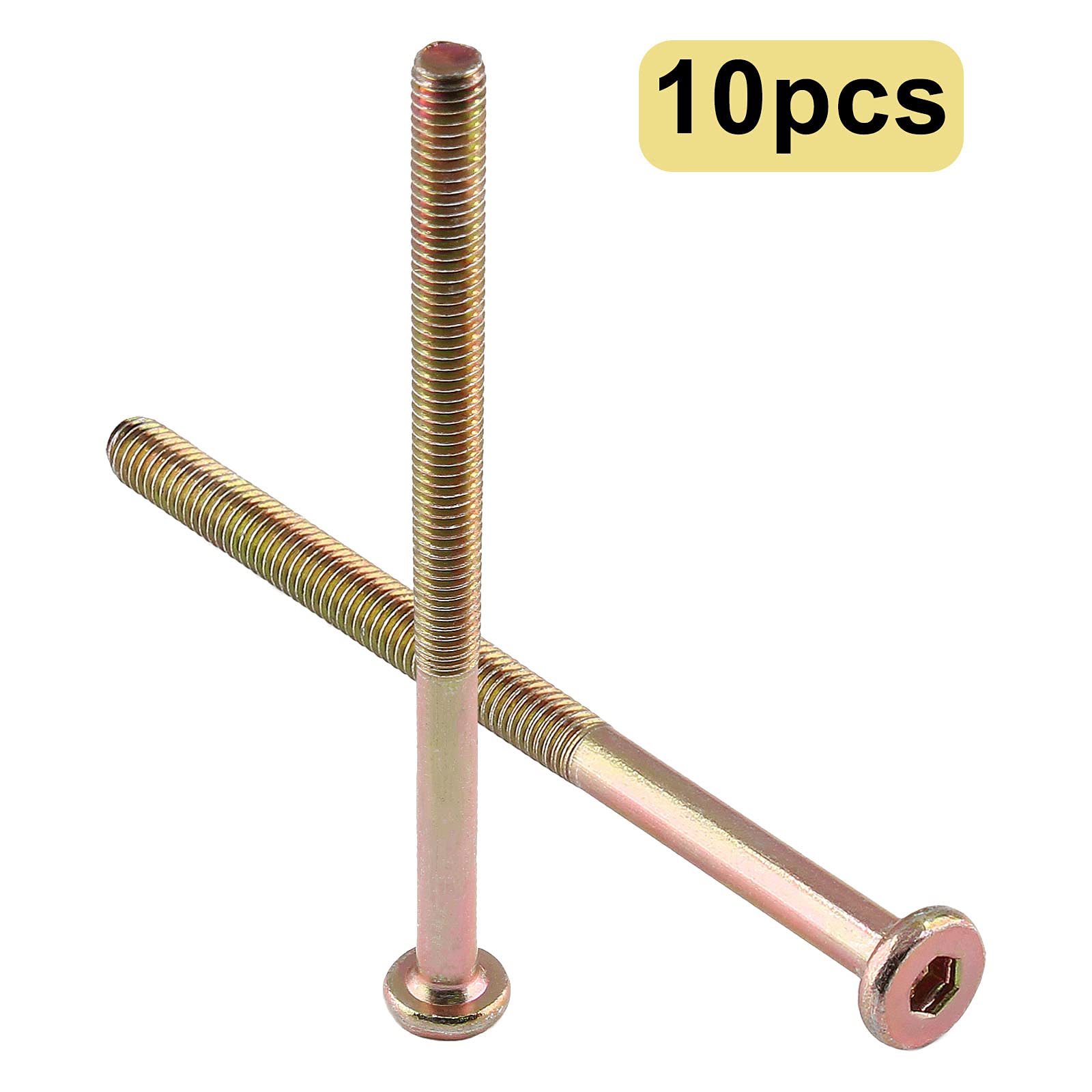 Bonsicoky M6x90mm Button Head Socket Cap Bolts Screws, 10Pcs Zinc Plated Carbon Steel Allen Hex Drive, Full Machine Thread with Bonus Hex Key