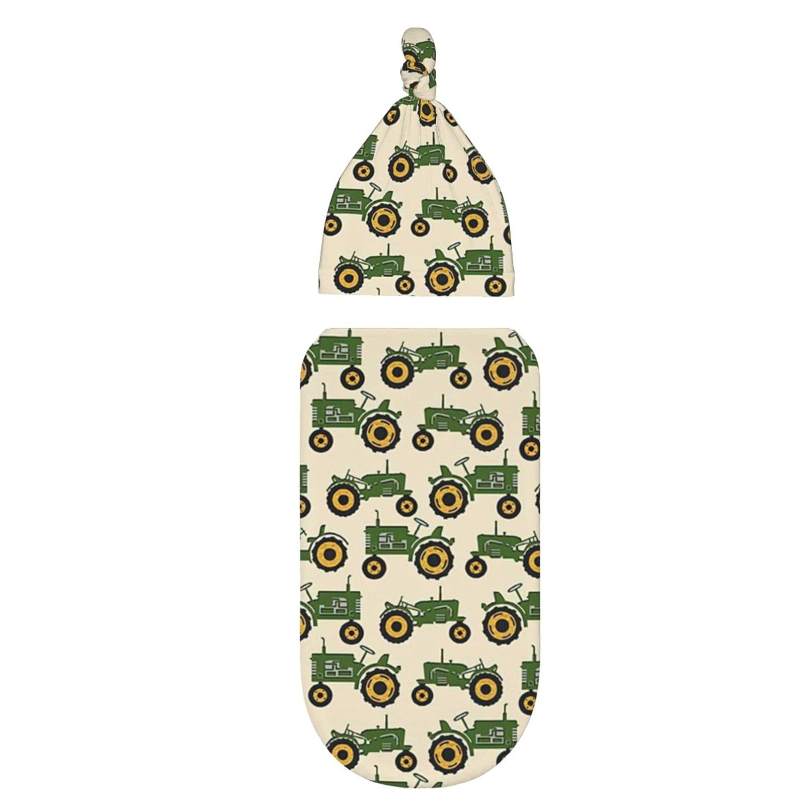 XIAOMAO Tractor Car Baby Swaddle Cocoon Sack,The Simple Swaddle with Beanie Set ,Soft Stretchy Comfortable Receiving Blanket for Infants & Newborns 0-6 Months, One Size