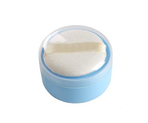 Baby After-Bath Powder Puff Container Jars Empty Refillable Plastic Soft Face Body Powder Box with Sifter Portable Baby Care Kit Case Cosmestic Makeup Dispensor (Blue)