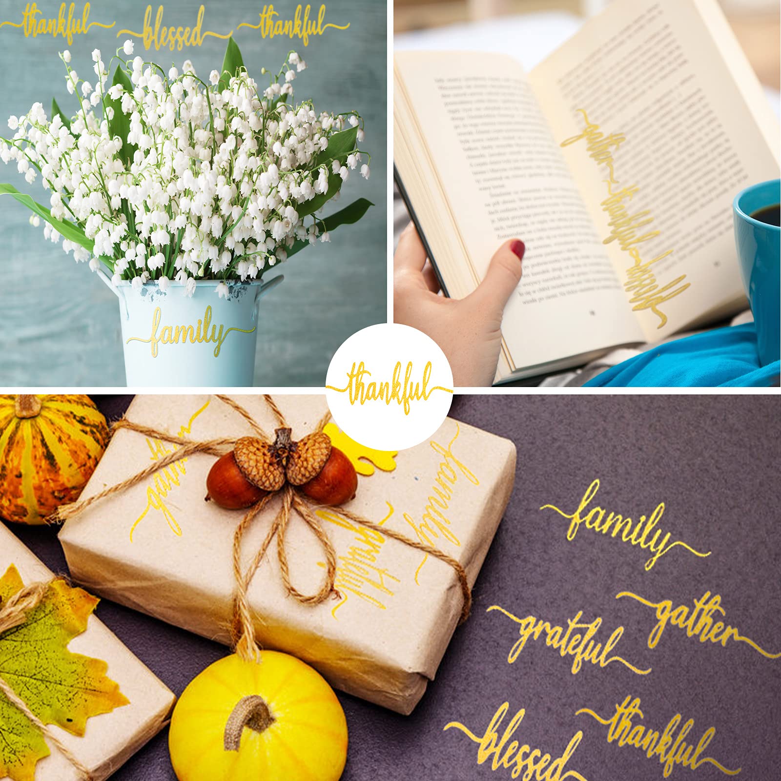 20 Pieces Thanksgiving Plate Place Cutouts Thankful Gather Grateful Blessed Family Place Setting Letter Place Card Cutouts Table Plate Paper Settings for Thanksgiving Wedding Valentine Engagement