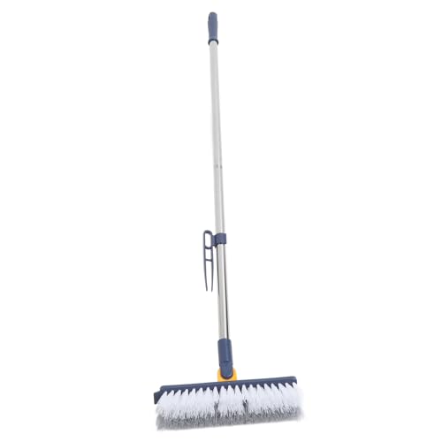 2 in 1 Long Handle Tile & Grout Scrubber Brush - Stiff, 180° Rotating Head - Bathroom & Kitchen Cleaning Tool (Dark Blue)