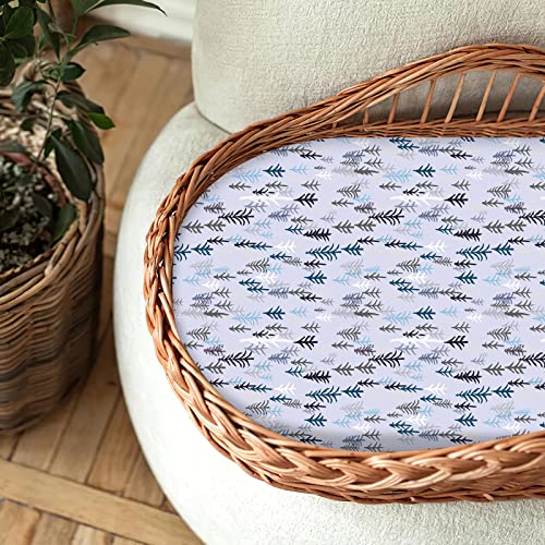Baby Bassinet Sheet for Boys and Girls, Cradle Mattress Sheet, Polyester Baby Bedside Cover, Universal for Rectangle, Oval, Hourglass Bassinet Mattress, Soft & Breathable, 2 Pack, Mountain & Pine