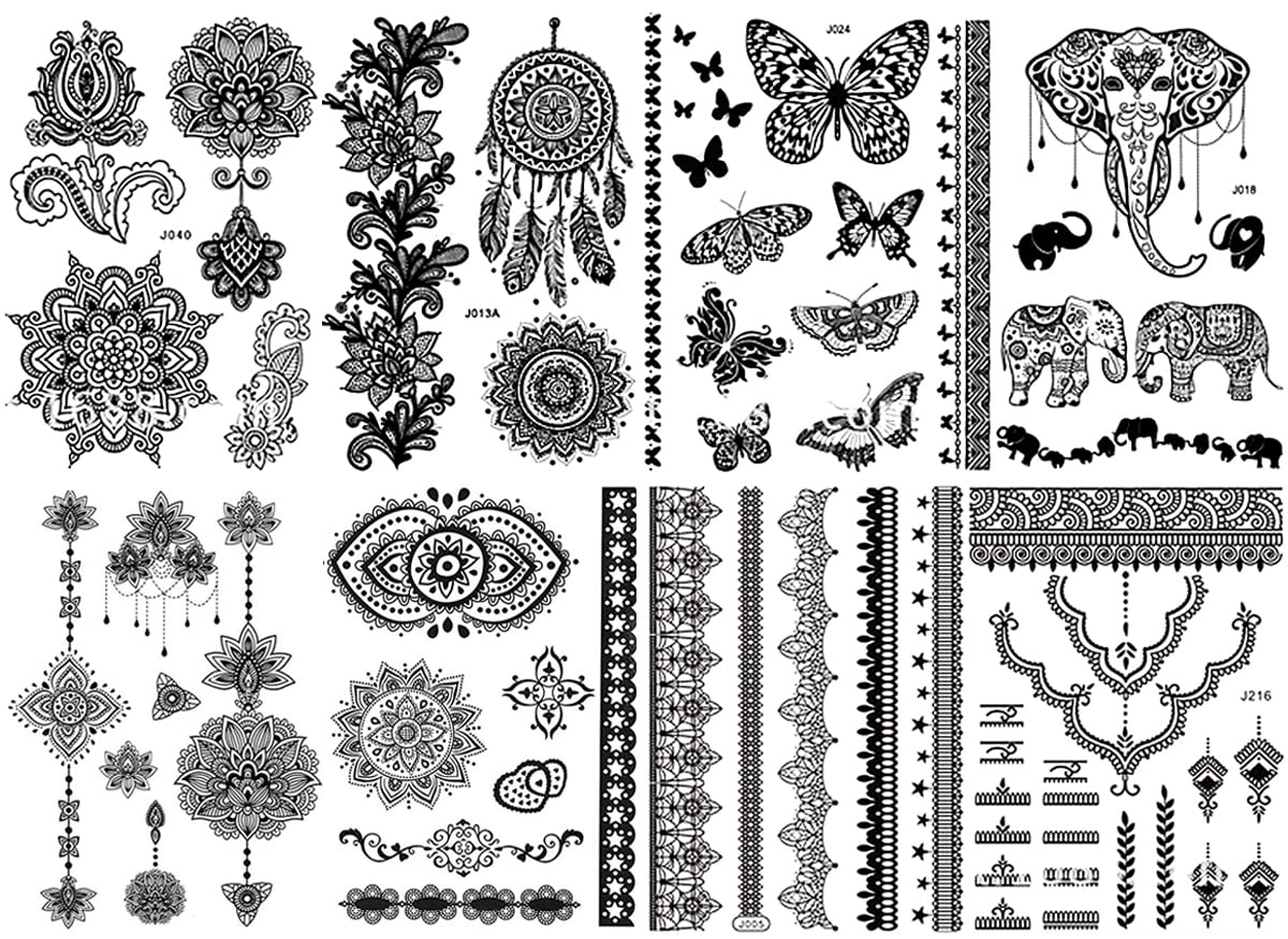 8 Sheets Temporary Tattoo Stickers Lace Sexy Body Waterproof Tattoo stickers Women Wedding Party