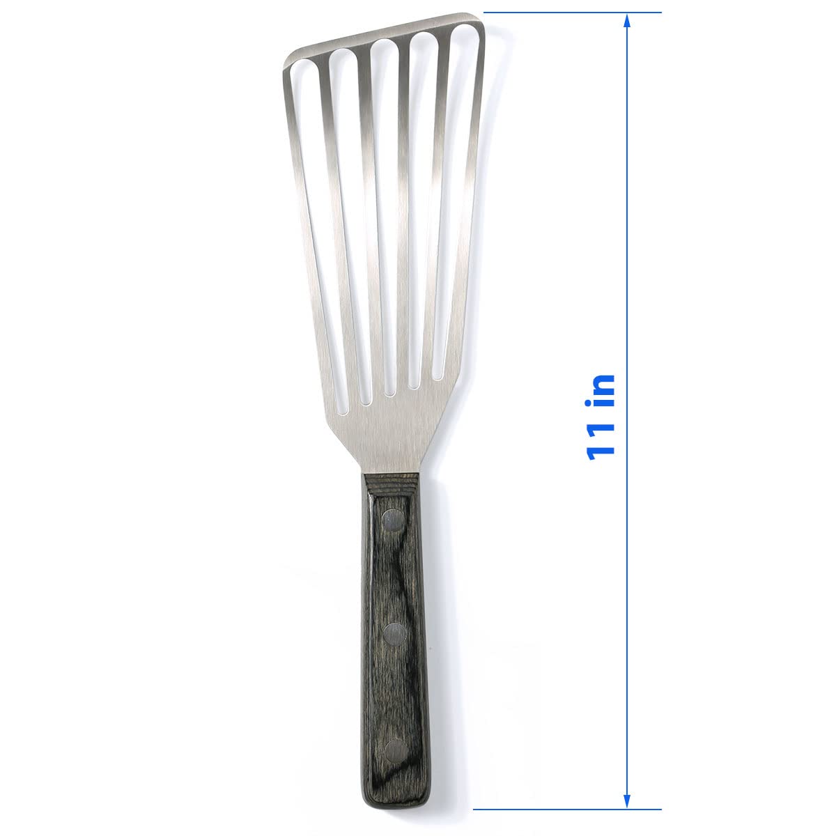 Fish Spatula - Stainless Steel Slotted Offset Food Turner with Pakka Wood Handle - Ideal Fish Flipper for Chefs