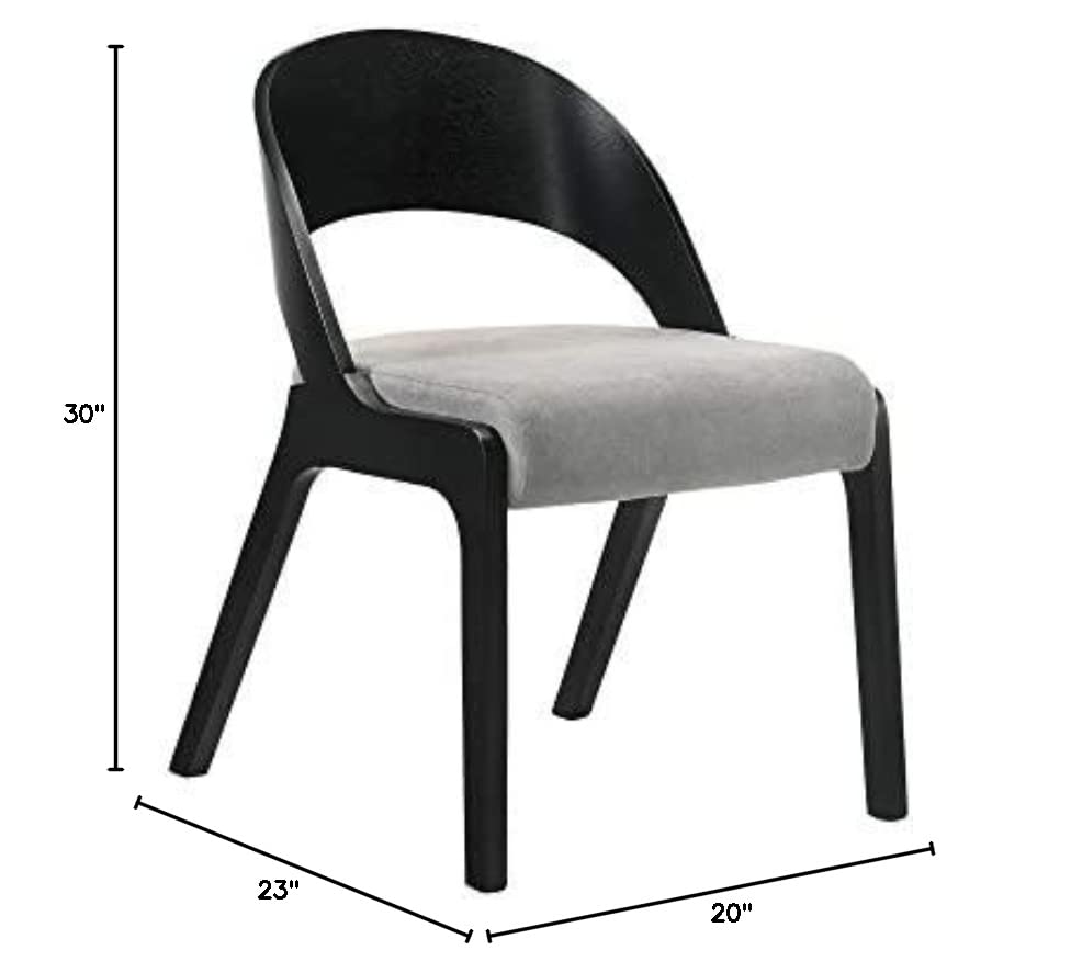 Armen Living Polly Mid-Century Modern Dining Accent Chairs Finish Fabric-Set of 2, 20" Wide, Black/Grey