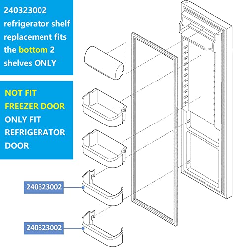 2 Pack 240323002 Refrigerator Door Bin Shelf Compatible with Frigidaire & Kenmore Bottom 2 Shelves on Refrigerator Side, PS429725, AP2115742 Replacement Parts Upgraded