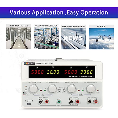 MATRIX MPS-3005H-3 Triple Linear DC Power Supply,30V 5A Adjustable Variable Low Ripple Benchtop DC Power Supply Digital Regulated Lab Grade with 4 Digits Display with Series and Parallel Mode