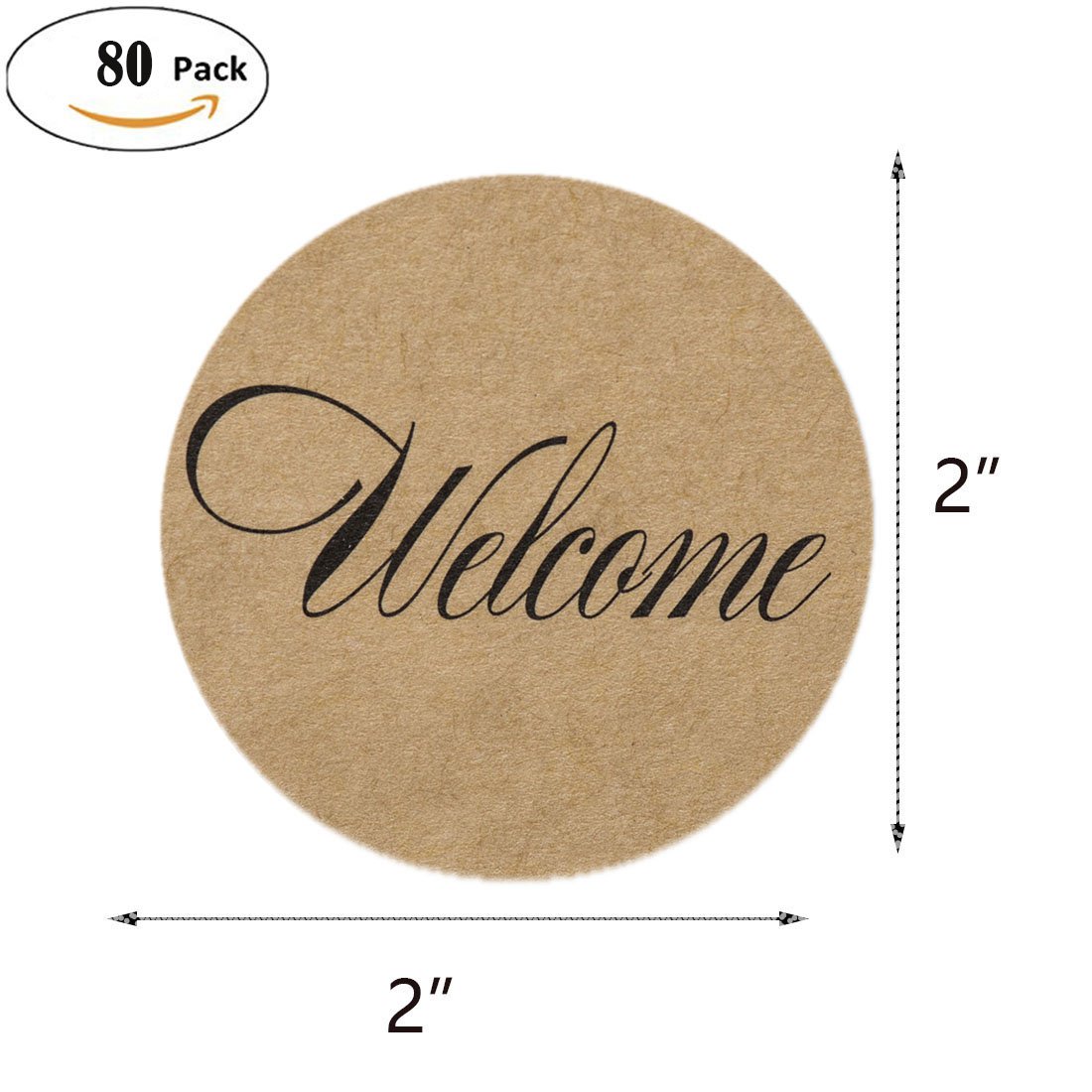 80-2” Kraft Welcome Stickers, Wedding Welcome Stickers, Wedding Favor Bag Sticker Labels