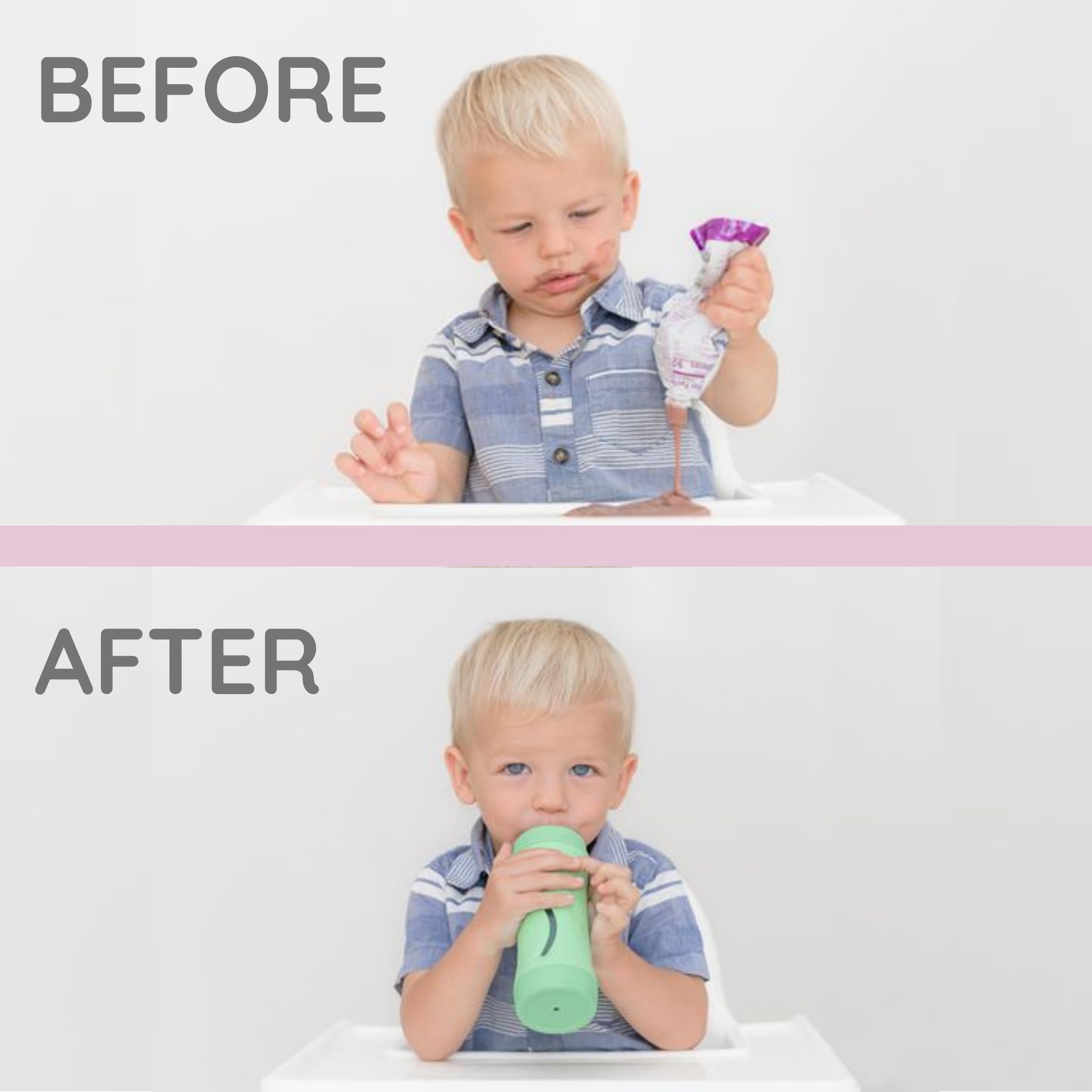 Subo Baby Food Bottle | No Mess Baby Toddler Self Feeder | Squeeze Free Design for Purees, Smoothies, Yogurt, Oatmeal, or Thickened Liquids | Reusable Silicone Washable Cup (Pink)