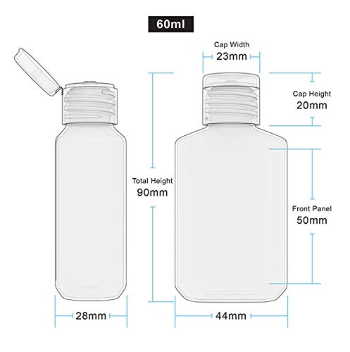 100 Pack x 2 oz (60 ml) Empty Clear PET Plastic Bottles With Flip Top Caps