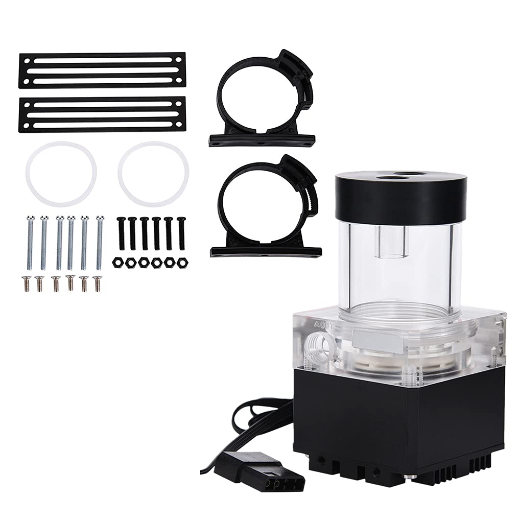 800L/H 8W 7V Water Cooling Pump with 4 Meters Pump Head & LED Power Indicator G1/4 Thread Fast Heat Dissipation CPU Cooling System (12cm Black)