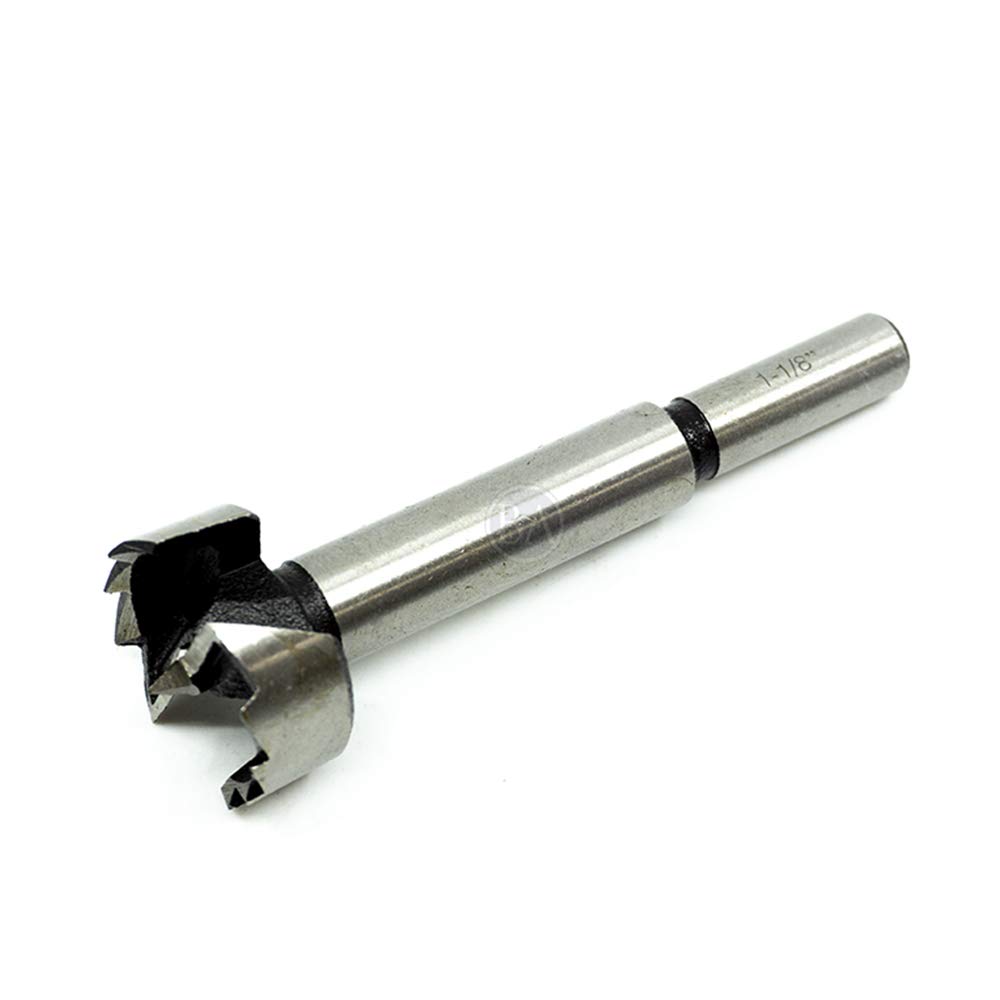 Benchmark Abrasives Drilling Forstner Drill Bit for Smooth Cutting, Woodworking Tool for Cutting Holes, Punching in Soft Hard Wood, Round Shank Fit Drills, Drill Presses (1-1/8")