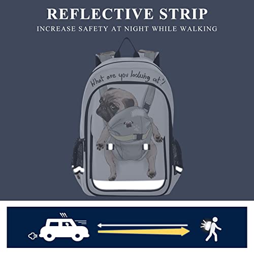 ALAZA Pug Dog in Back Carrier W/Quote Laptop Backpack Purse for Women Men Travel Bag Casual Daypack with Compartment & Multiple Pockets