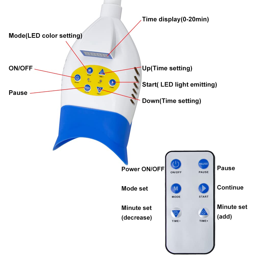 Fencia Teeth Whitening Light, Mobile Dental Teeth LED Whitening Lamp Professional, Oral Care Teeth Whitening Machine LED Cold Bleaching Accelerator Tooth Whitener Blue/Red Light System