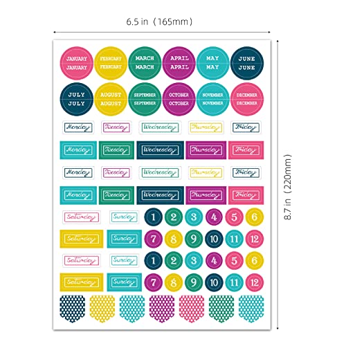 12 Sheets (650 Stickers) Planner Stickers for Notes Travel Business Trips Parties Daily Holidays Goals Encouragement Planning Notes Ideas