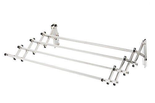 AERO W Racks Stainless Steel Wall Mounted Collapsible Laundry Clothes Drying Rack 60 Pound Capacity 22.5 Linear Ft