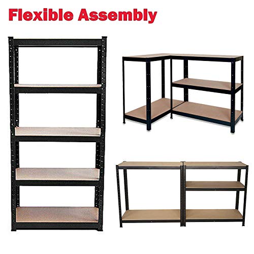 Bowoshen Storage Shelves 5-Tier 59in Height Garage Shelving Unit Rack Metal Shelf Heavy Duty 386lb Load per Tier, Adjustable Utility Shelves for Garage, Warehouse, Living Room, Office (59")