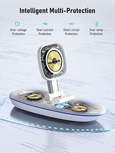3-in-1 Magnetic Wireless Charging Station for Apple Devices - MagSafe Charger Stand for iPhone 14/13/12/11/SE/X/8, iWatch 8/7/6/SE/5/4/3/2, & AirPods 2/3/Pro - Compact, Durable & Efficient