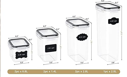 24 Pack plastic kitchen organizer food Storage containers with Lids, For sugar flour, Cereal, dry food.