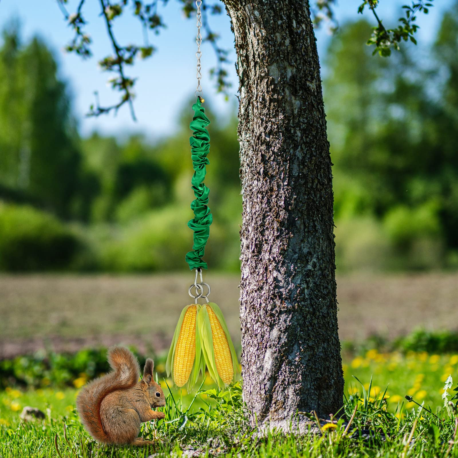 2 Pcs Bungee Squirrel Feeder Squirrel Feeder for Outside Corn Cob Holder for Squirrels Funny Squirrel Feeder for Garden Backyard Feeding Supplies