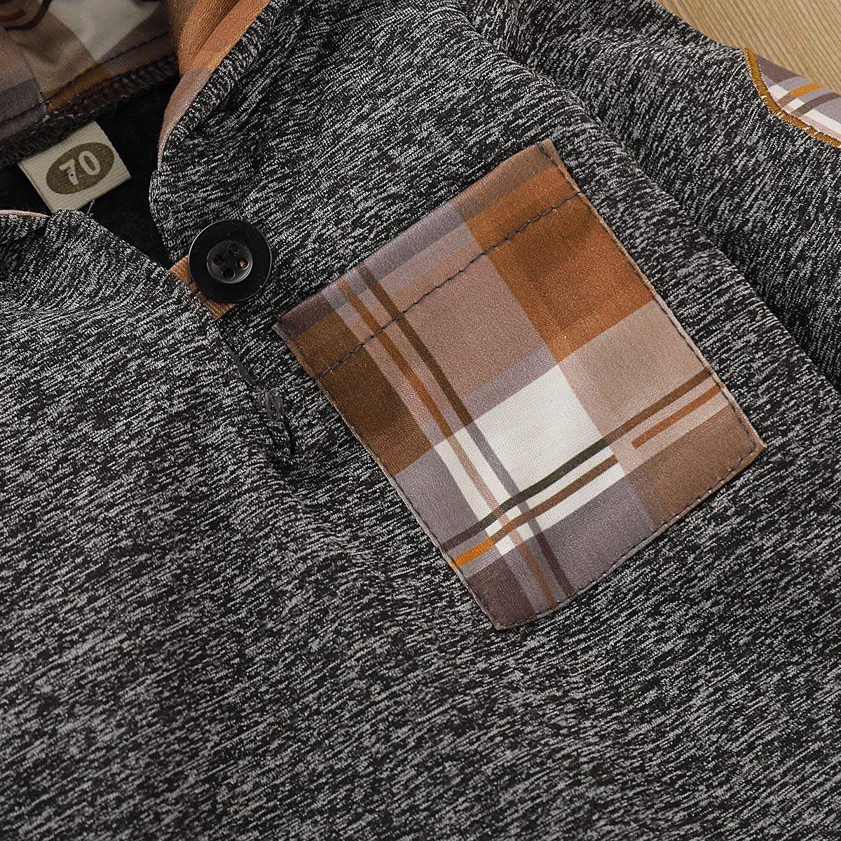 Baby Boy Clothes 1 Year Old Boy Fall Outfits Long Sleeve Plaid Sweatshirt Toddler Boy Outfits 12-18 Months Clothes Coffee