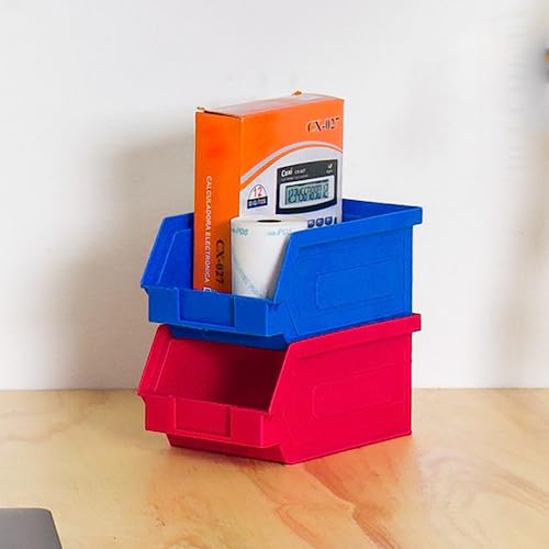 24 Pack Small Storage Bin, Wall Mount Storage, Hanging and Stacking Bin, Freestanding | 7β x 4β x 3β Plastic Container | Red | Zeus 1PLZ03 | StorageCompat